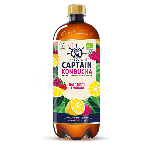 The Gutsy Captain Kombucha Raspberry Lemonade - fermentoitu juoma LUOMU iso pullo - Lejos