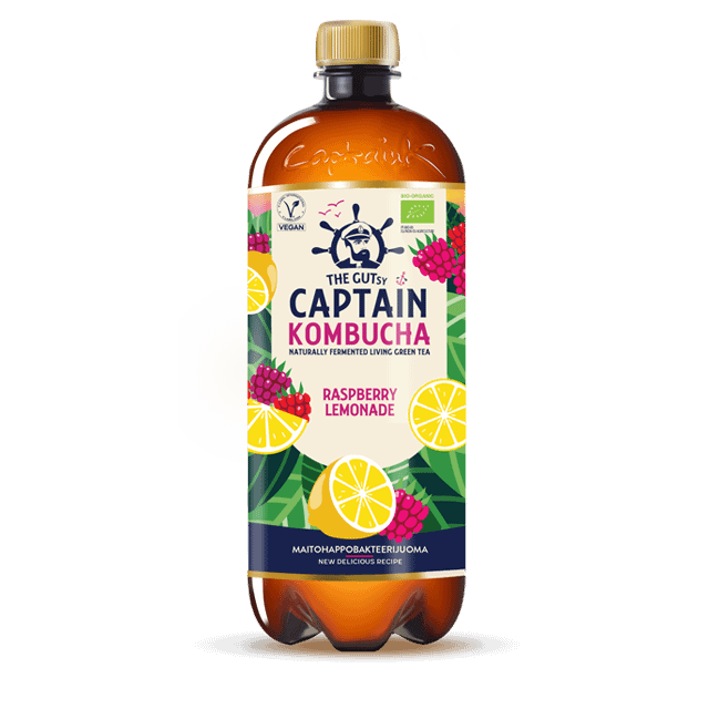 The Gutsy Captain Kombucha Raspberry Lemonade - fermentoitu juoma LUOMU iso pullo - Lejos