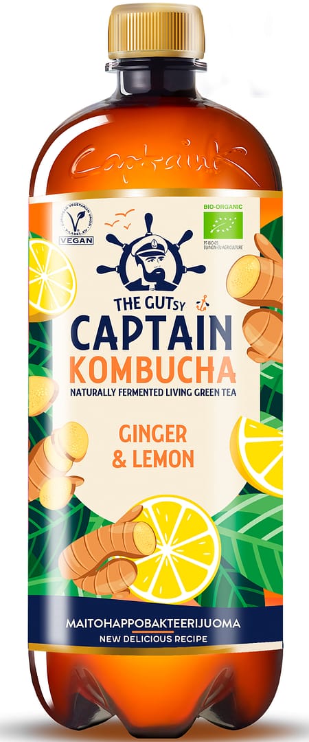The Gutsy Captain Kombucha Ginger-Lemon - fermentoitu juoma LUOMU iso ...